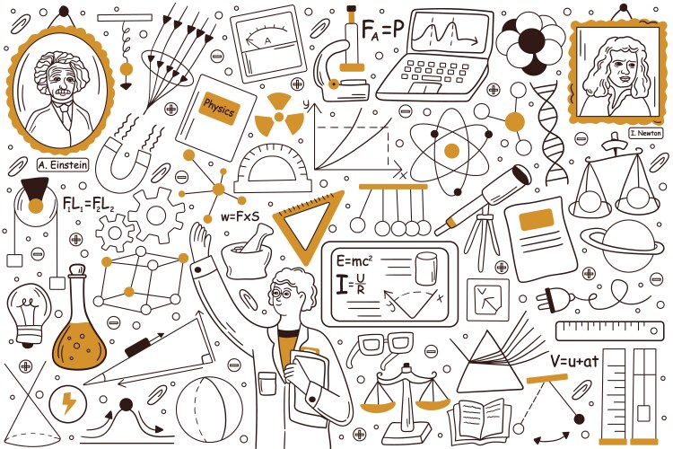 Mathematics doodle hand drawn school set Vector Image