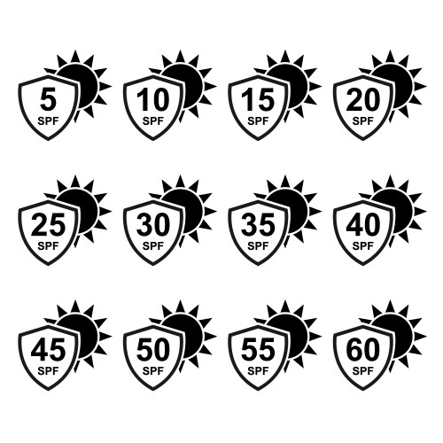 Set of sun protection factor icon uv radiation Vector Image