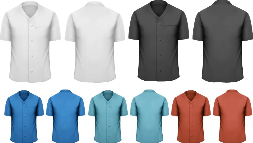 Blank white t-shirt template set Royalty Free Vector Image