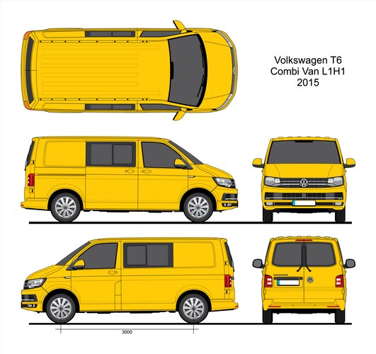 Volkswagen t6 cargo panel van l1h1 2015-present Vector Image