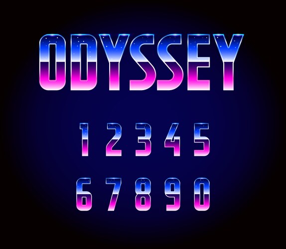 80 s purple neon retro font futuristic metal Vector Image