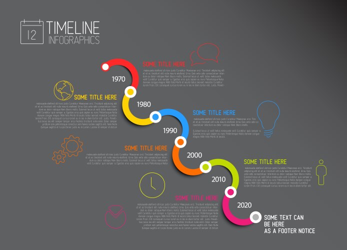 Simple dark dotted timeline with some facts Vector Image