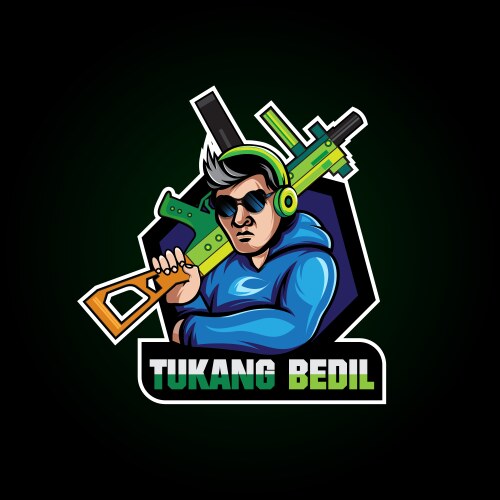 Awesome man logo for games Royalty Free Vector Image