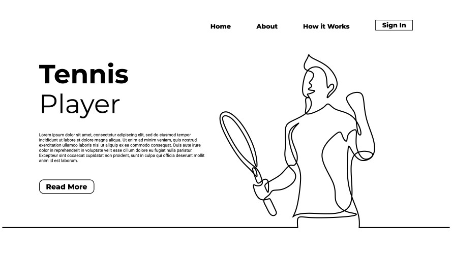 Continuous line drawing of tennis sports Vector Image
