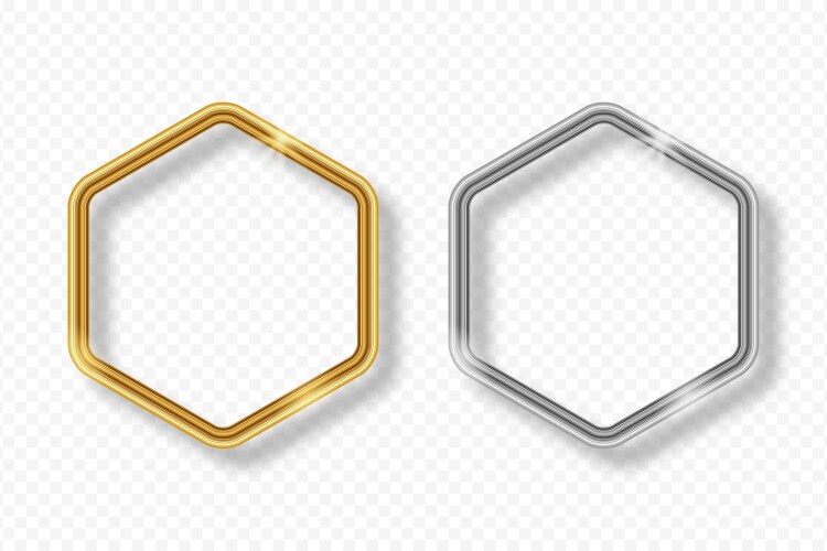 Set gold frames on transparent background Vector Image