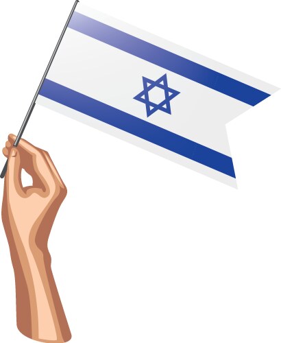 Israel flag and hand on white background Vector Image