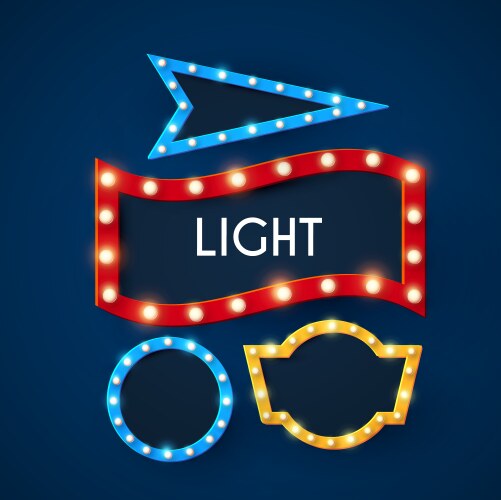 Realistic shining banner light frame retro Vector Image