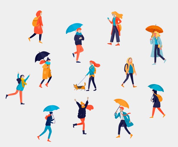 Various stylish people character go on street Vector Image