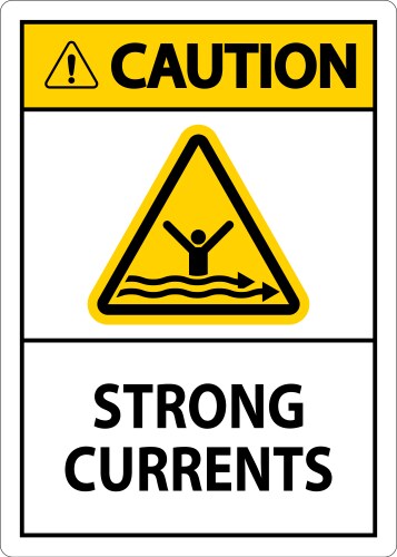 Water safety first sign - strong currents Vector Image