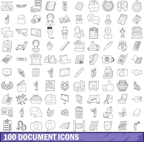 100 data visualization icons set simple style Vector Image