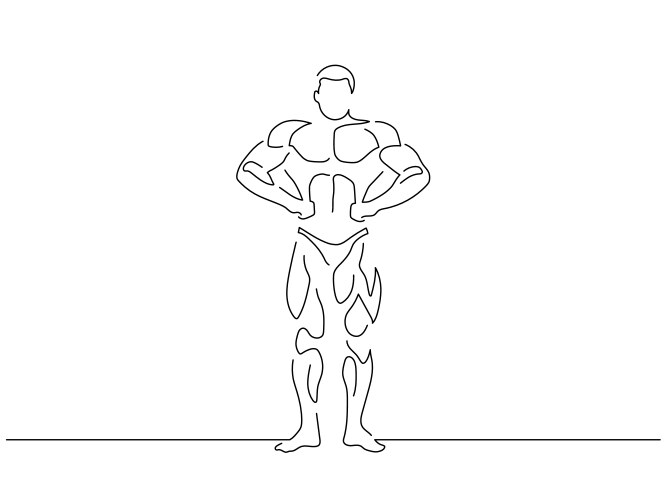 Bodybuilding isolated line drawing Royalty Free Vector Image