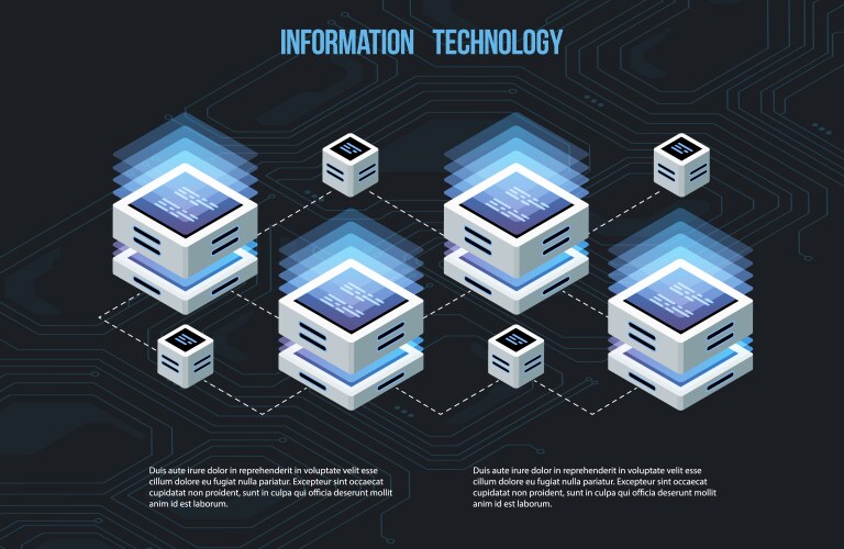 Big data processing and analysing landing page Vector Image