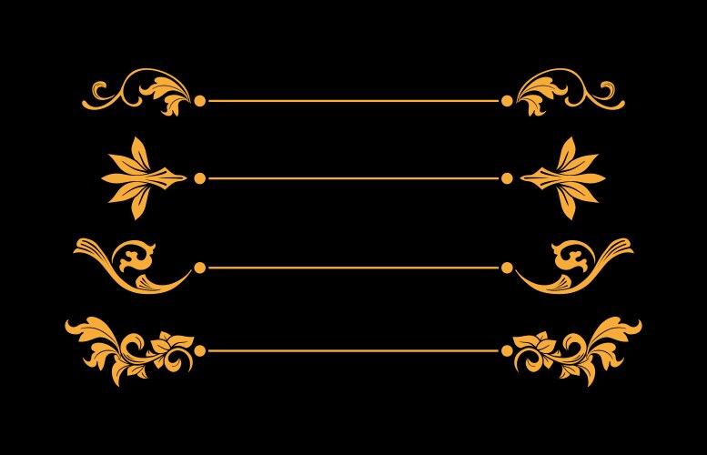 Gold flourish divider floral scroll with line Vector Image