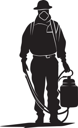Pest purge fumigating man logo bug buster icon Vector Image