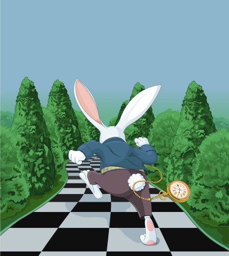 White rabbit running away Royalty Free Vector Image