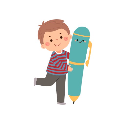 Cartoon student writing Royalty Free Vector Image