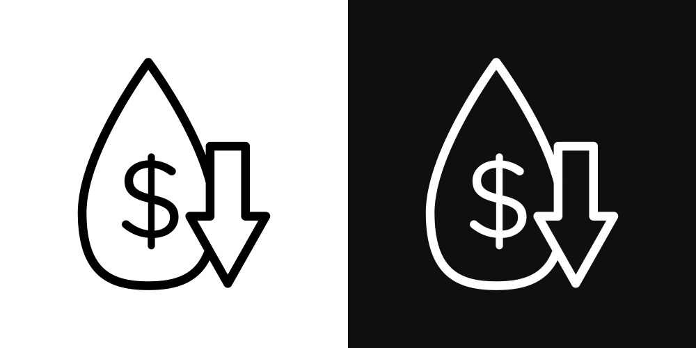 Crude oil barrel price falling down icon set low Vector Image