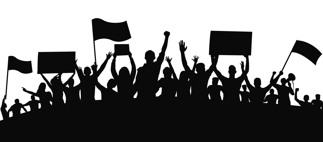 Crowd people silhouette transparent protest Vector Image