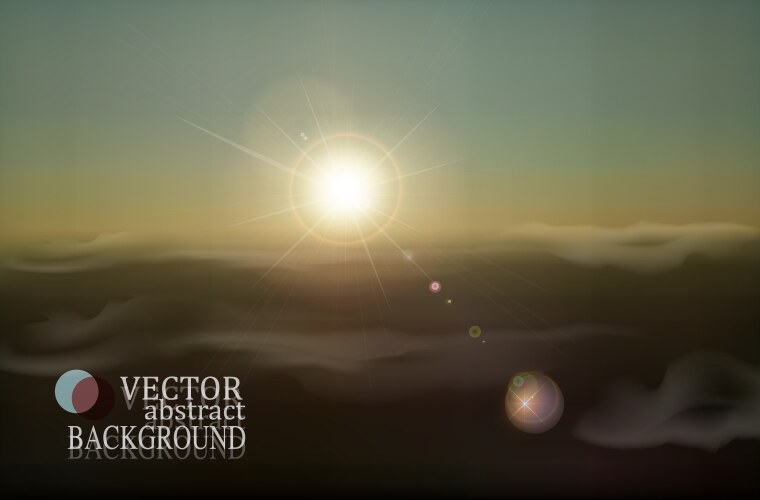 Abstract sunset or sunrise sky and sun shining Vector Image