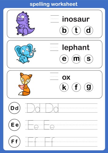 Alphabet letter d-dinosaur exercise with cartoon Vector Image