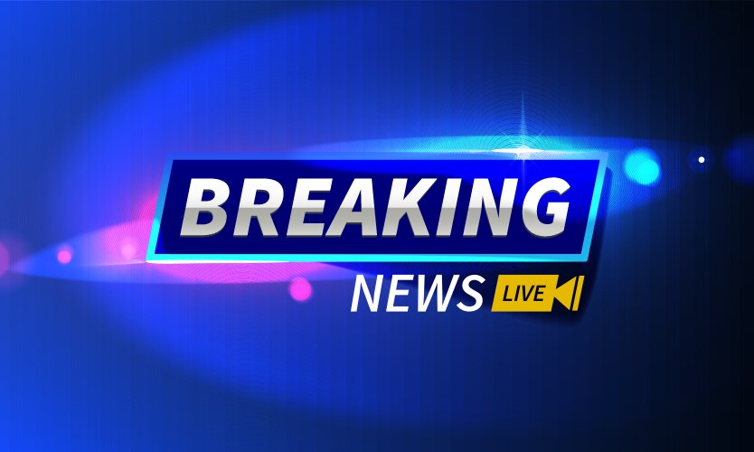 Breaking news live banner on glowing wavy lines Vector Image
