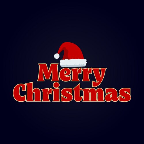 Merry Christmas Script Text with Santa – Free Vector | VectorStock