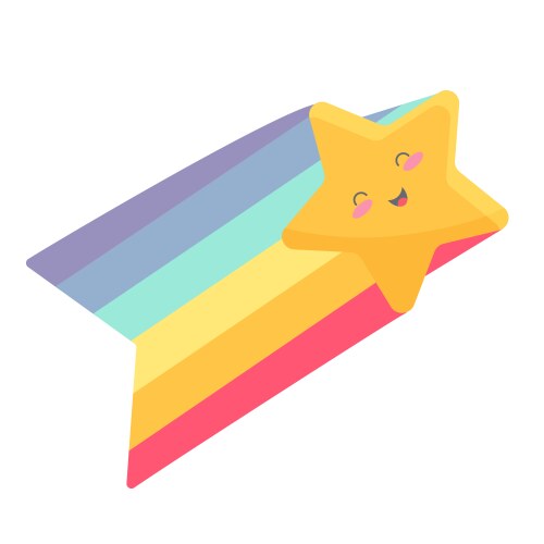 Cute yellow smiling little star isolated on white Vector Image