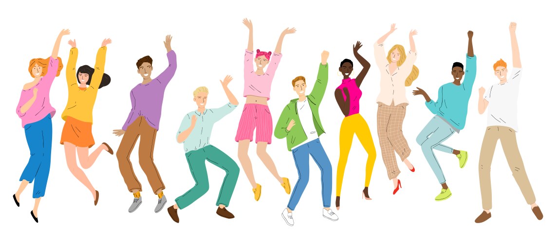 Group dancing youth isolate on a white Royalty Free Vector