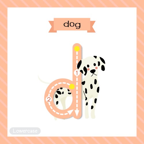 Letter d uppercase tracing practice worksheet dog Vector Image