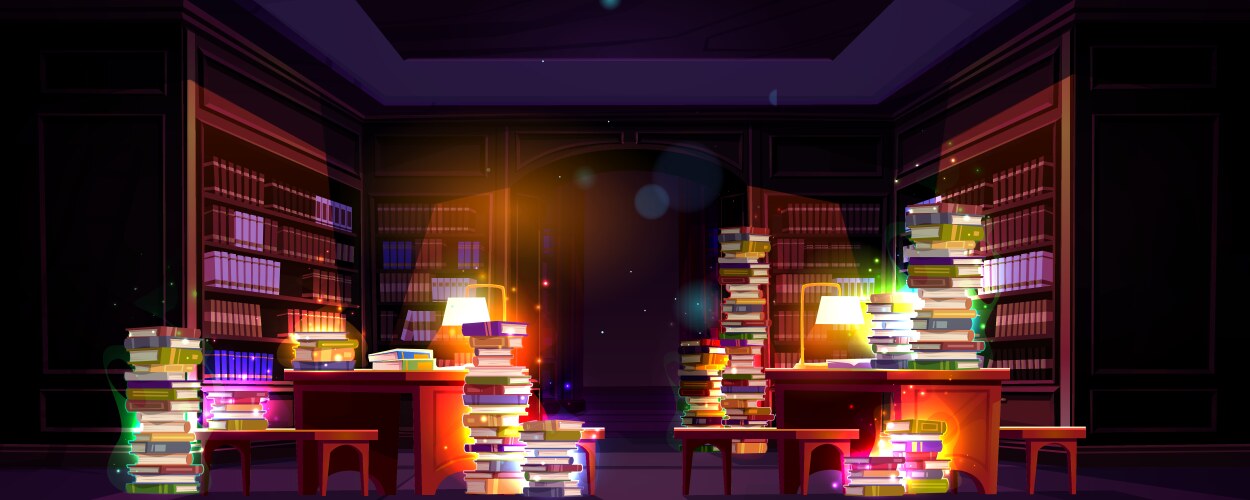 Magic school room with book cartoon background Vector Image