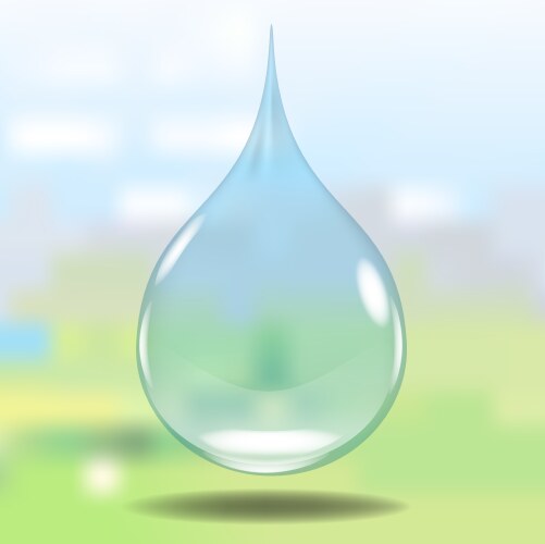 Realistic pure transparent water drop with shadow Vector Image