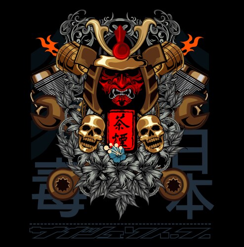 Japanese samurai cyborg armor Royalty Free Vector Image