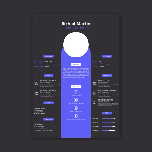 Creative cv resume template Royalty Free Vector Image