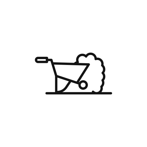 Wheelbarrow unloading icon logo sign set outline Vector Image