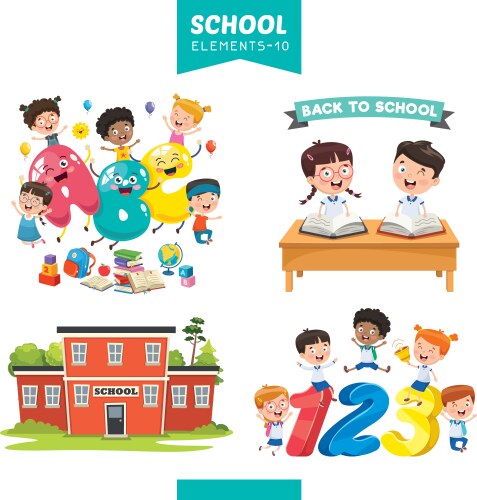 Kids studying on tree Royalty Free Vector Image