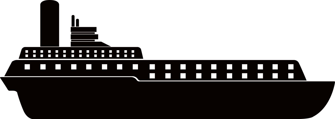 Side view a cruise ship in landscape Royalty Free Vector