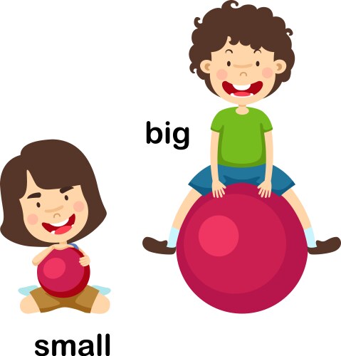Opposite words small and big Royalty Free Vector Image