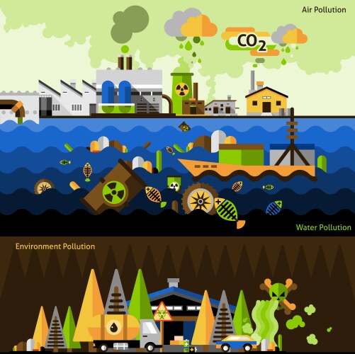 Water pollution with plastic bags in river Vector Image