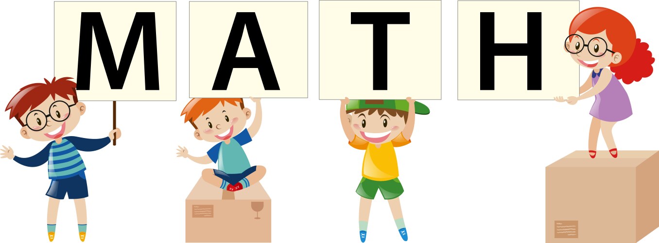 Boy with math problem sign Royalty Free Vector Image