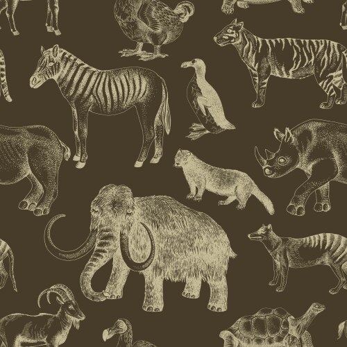 Set of hand drawn extinct animals Royalty Free Vector Image