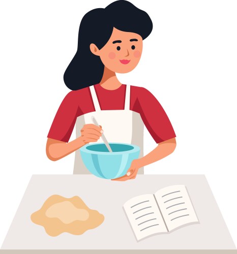 Woman cooking in the kitchen Royalty Free Vector Image