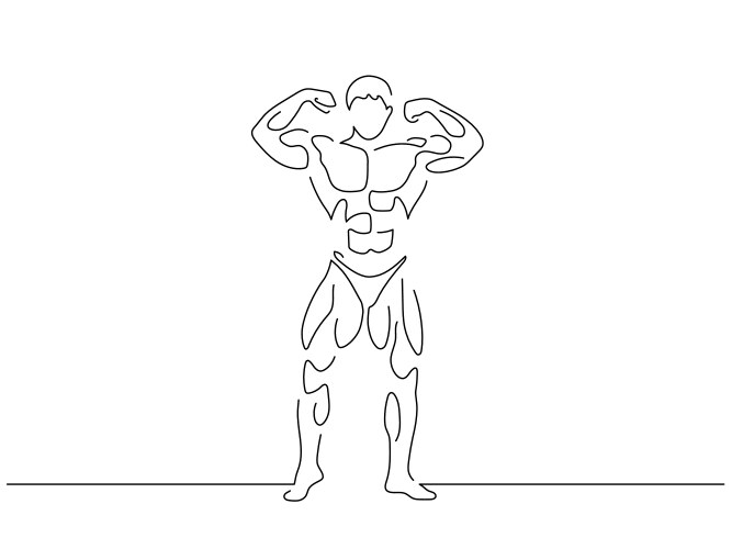 Bodybuilding isolated line drawing Royalty Free Vector Image