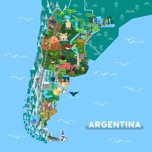 Cartoon map of argentina Royalty Free Vector Image