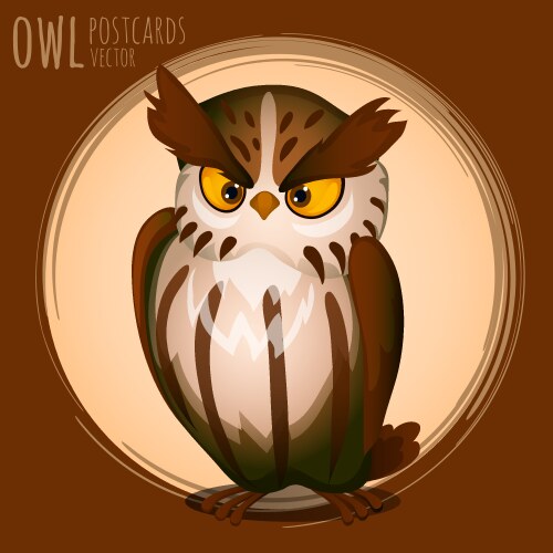 Cartoon owl in evil mood emotional bird character Vector Image