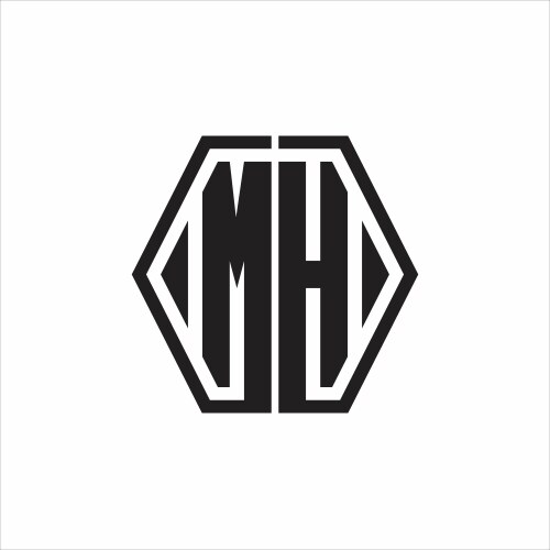 Mh initial logo linked circle monogram Royalty Free Vector
