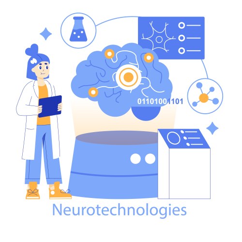 Ai for neurotechnology concept Royalty Free Vector Image