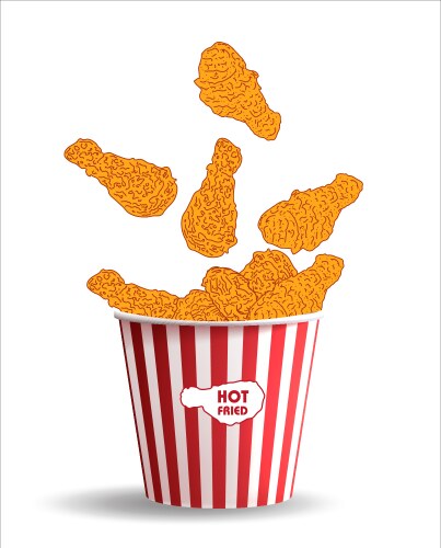 Fried chicken meat fast food menu design elements Vector Image