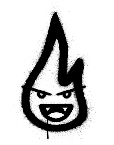 Graffiti flame character sprayed in black Vector Image