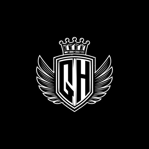 Mh Logo Monogram Shield Crown Luxury Design Vector Image