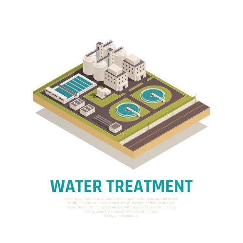 Wastewater purification isometric icons set Vector Image
